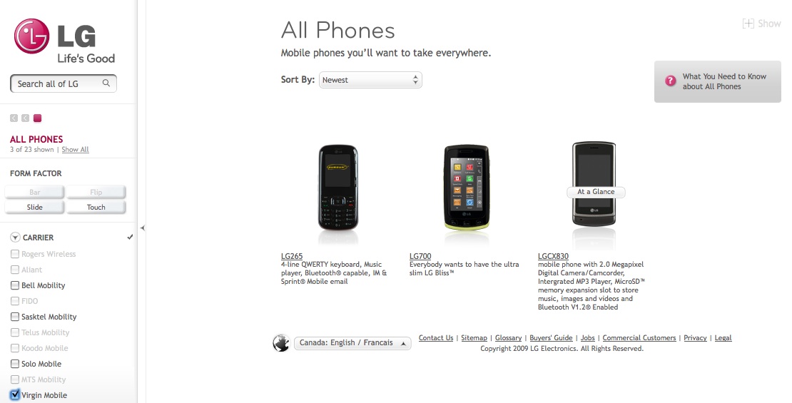 LG Vantage coming to Virgin Mobile?