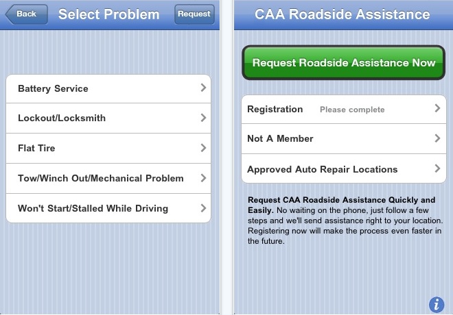 CAA releases the "CAA Roadside App" for iPhone