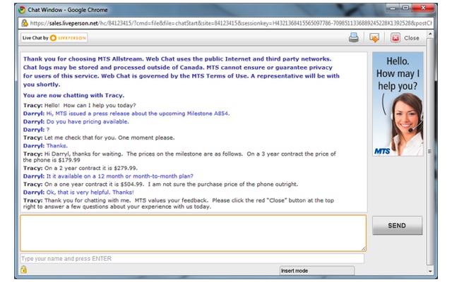 MTS Motorola Milestone A854 pricing revealed