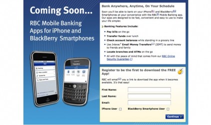 RBC iPhone and BlackBerry app "coming soon"