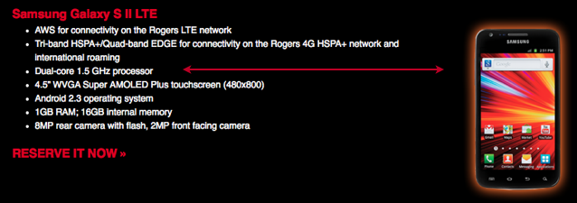 Rogers ups specs of LTE Samsung Galaxy S II to a Dual-core 1.5 GHz ...