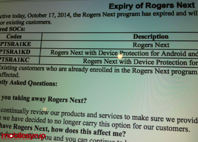 Rogers Next upgrade program has been discontinued [Update with possible ...