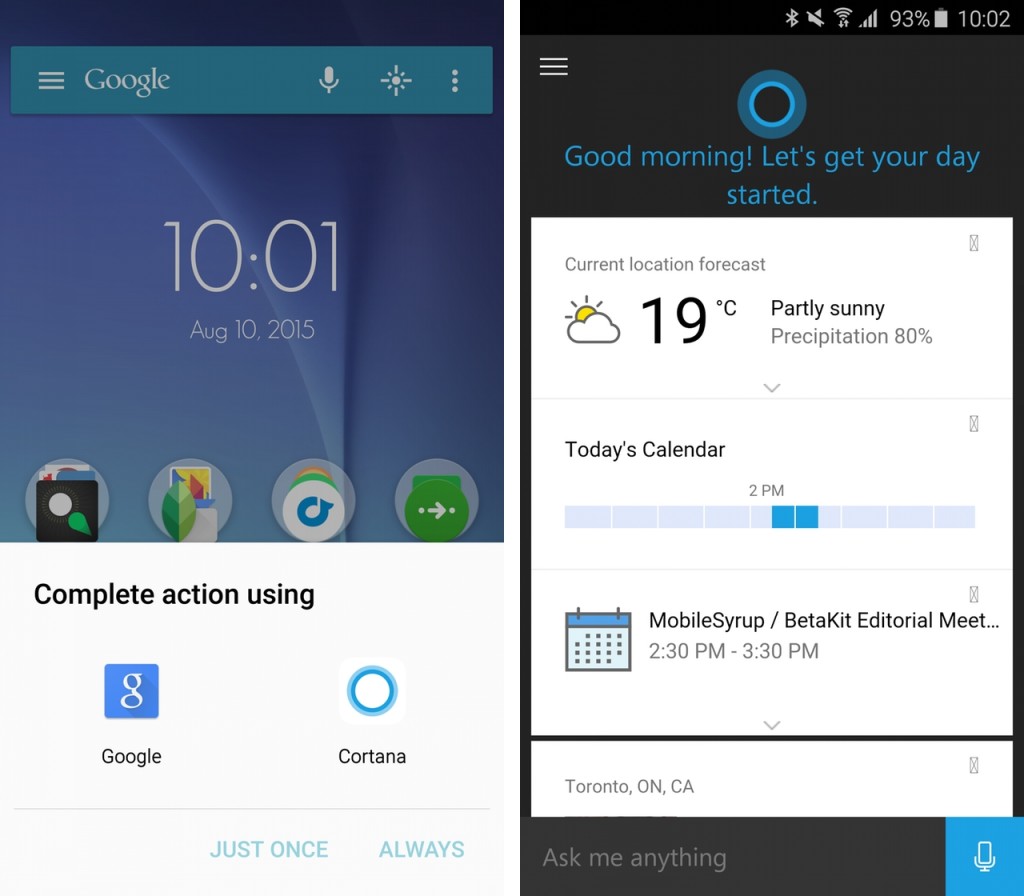 Cortana can now replace Google Now on your Android phone - MobileSyrup