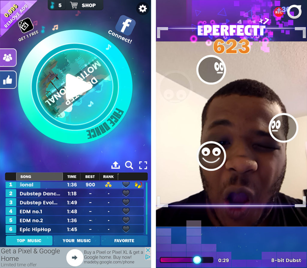 FaceDance Challenge is Dance Dance Revolution for your face