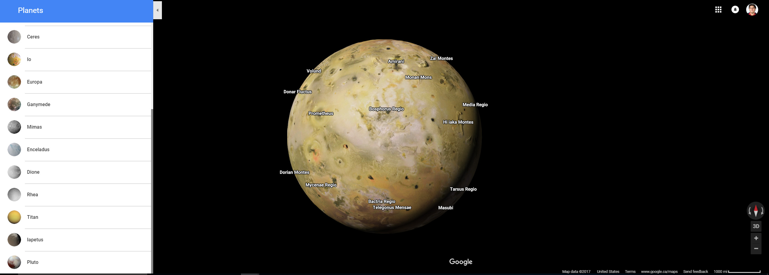 Explore the wonders of our solar system with Google Maps