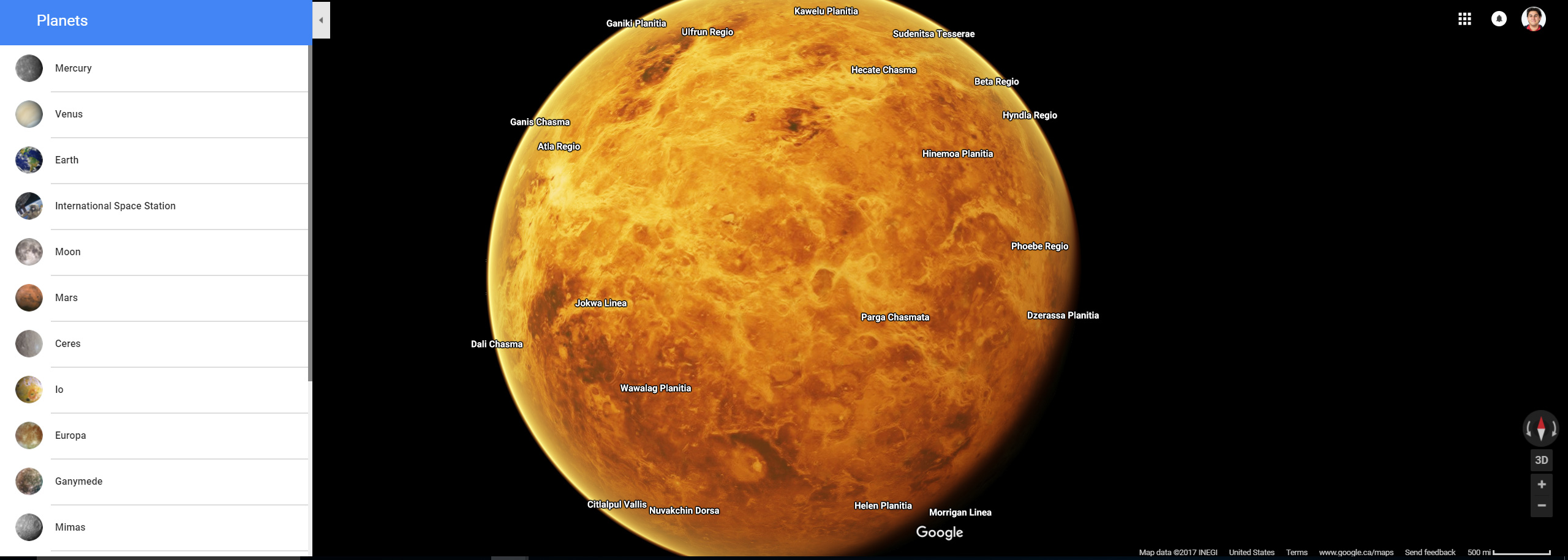 Explore the wonders of our solar system with Google Maps