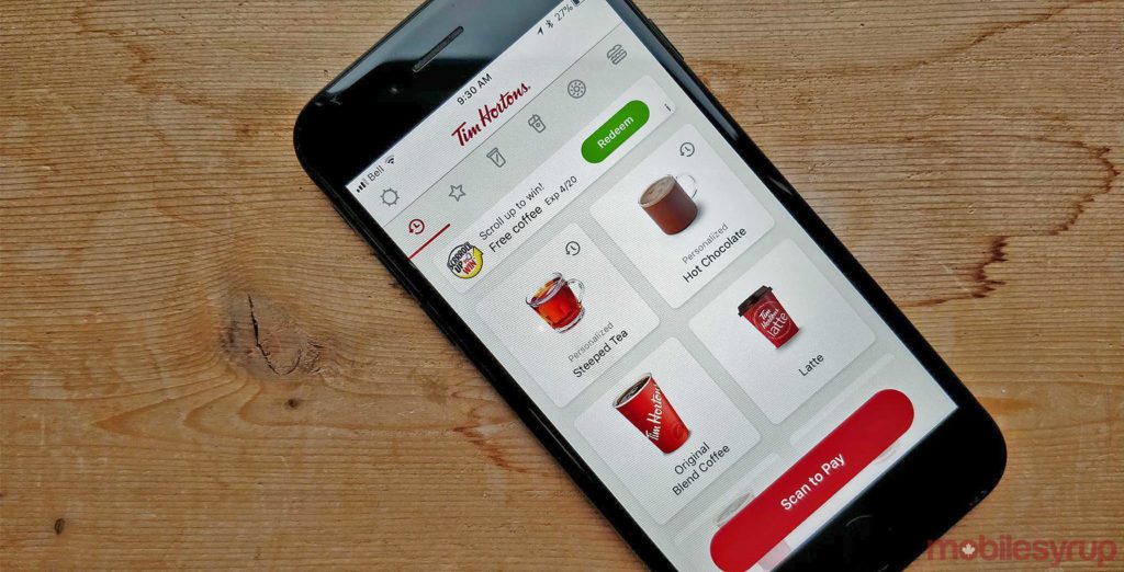 Tim Hortons is giving away free coffee this weekend through its mobile app