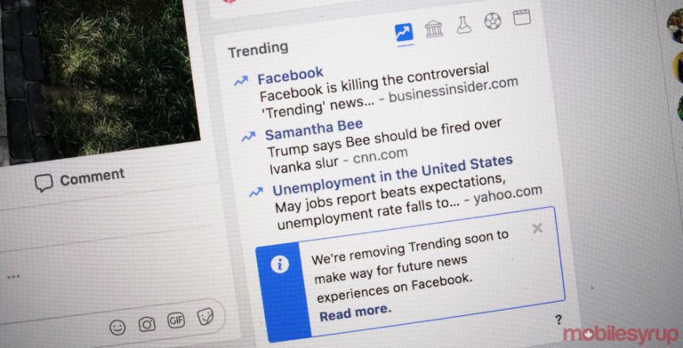 Facebook is getting rid of its Trending section next week