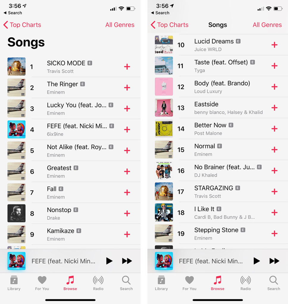 Canada and global top 100 charts are now available in Apple Music