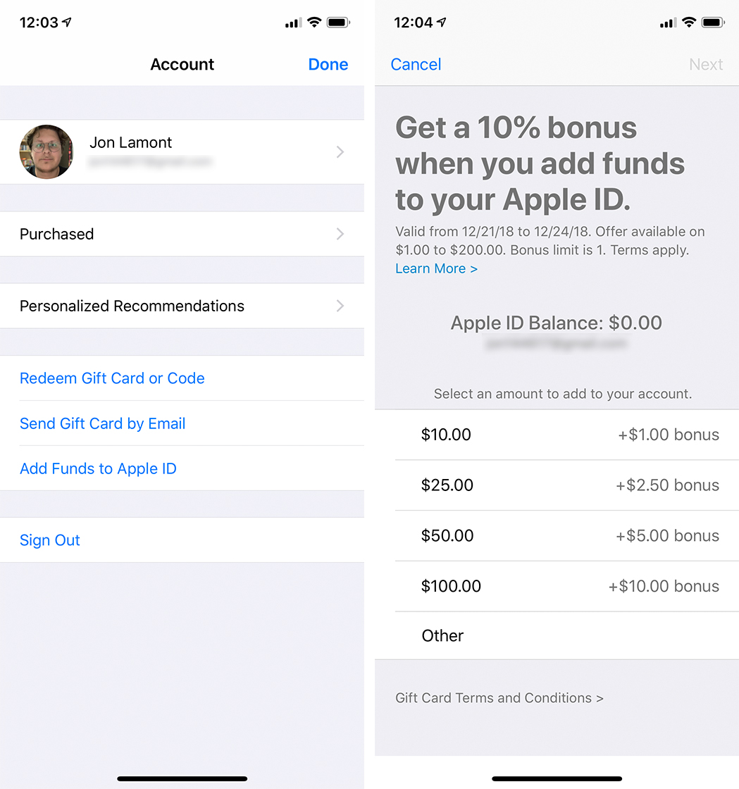 Apple offers 10 percent bonus when you add up to $200 to your Apple ID