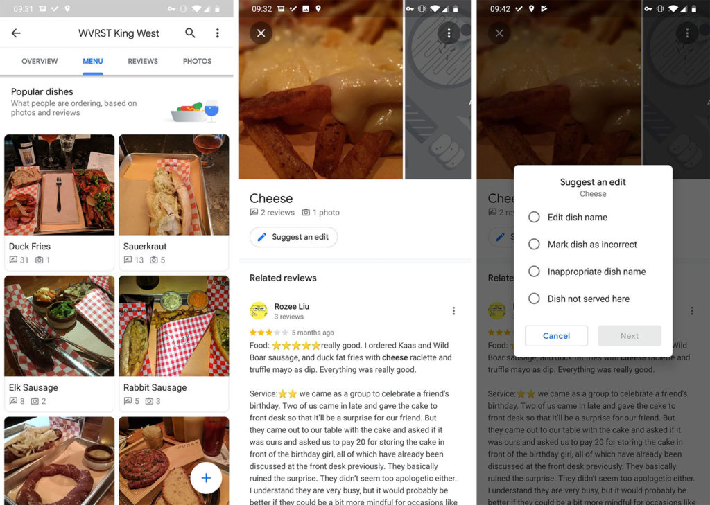 Google Maps rolling out new 'Popular dishes' feature