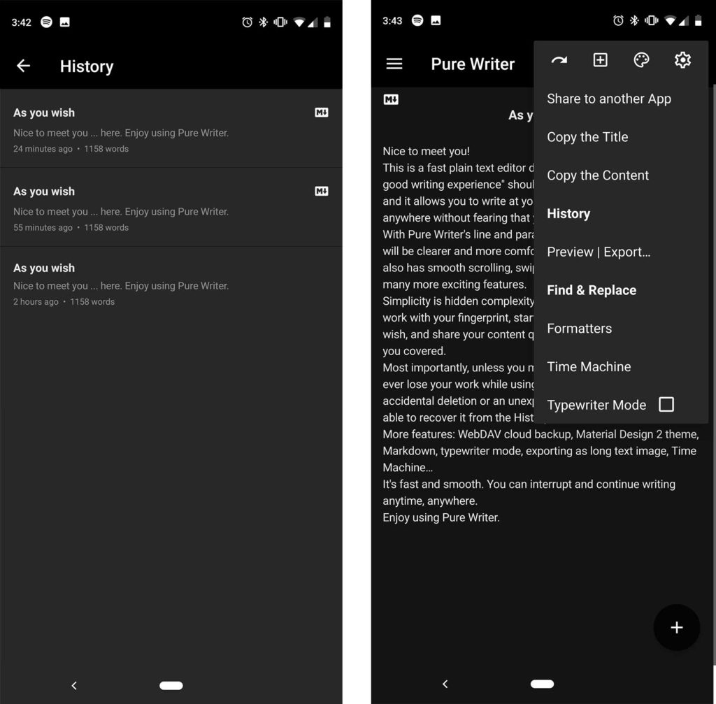 Pure Writer is a mobile text editor designed by a writer for writers ...
