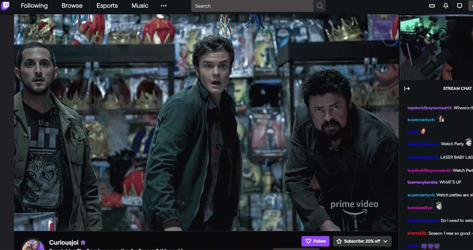 Twitch opens Amazon Prime Video watch parties to all users