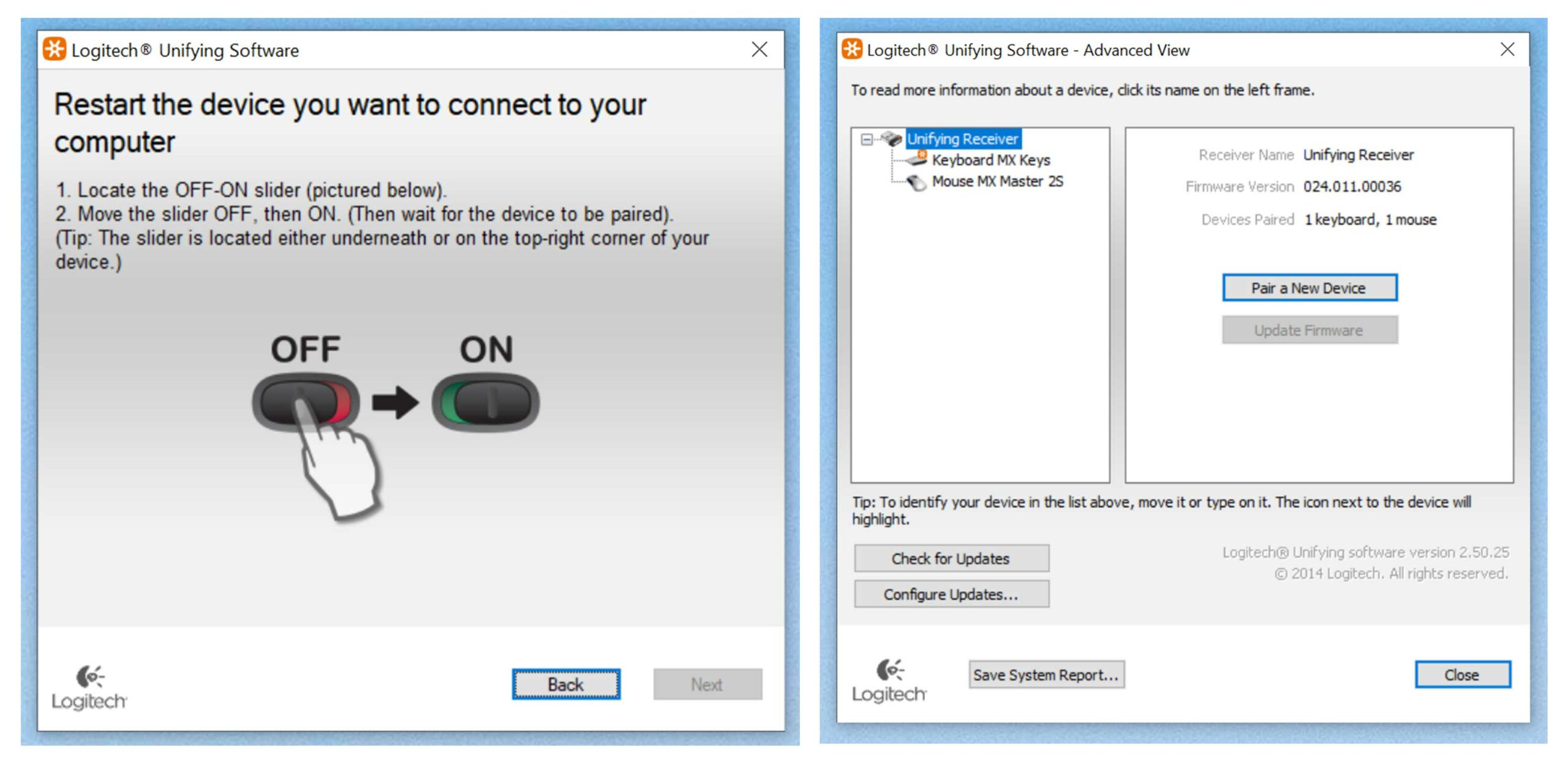 How to pair more than one device with a Logitech receiver