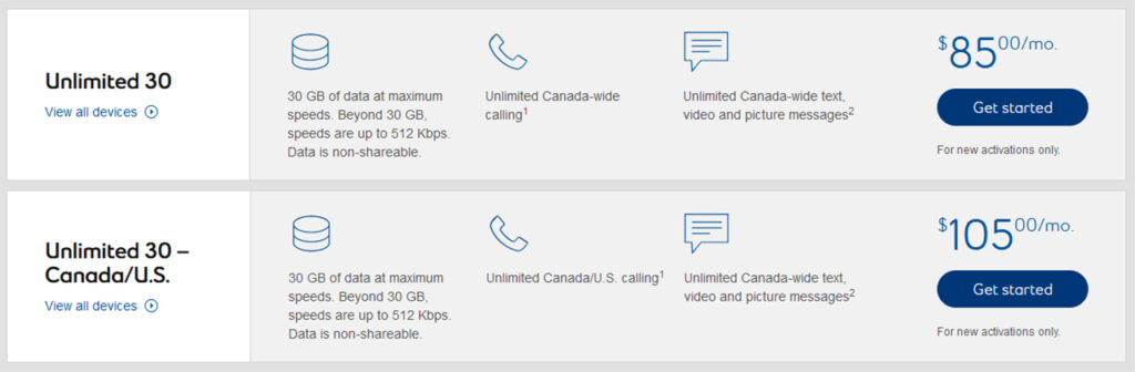 Bell offering $85/30GB promo plan, $105/30GB plan with Canada/U.S. calling