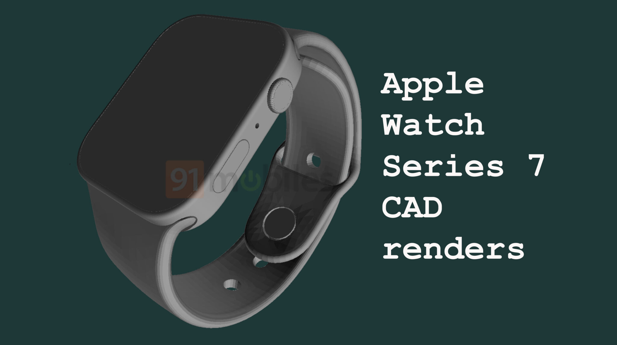 CAD renders show a flat-edged Apple Watch Series 7