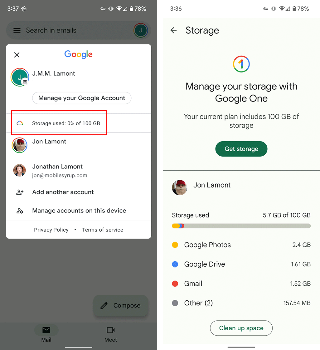 Gmail users can now check how much storage they have on mobile