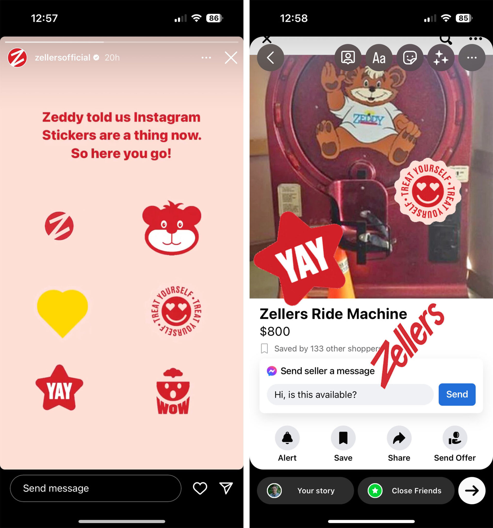 New Zellers Instagram Stickers let you add a winking Zeddy Bear to your ...