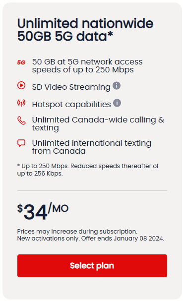 Virgin Plus rolls out $34/mo 50GB 5G plan with 'unlimited' data