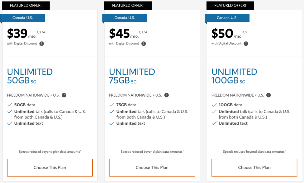 Freedom's reworked plans all include 5G, Canada/U.S./Mexico roaming