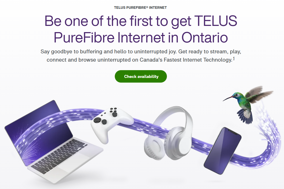 Telus is expanding its PureFibre internet to Ontario, Quebec