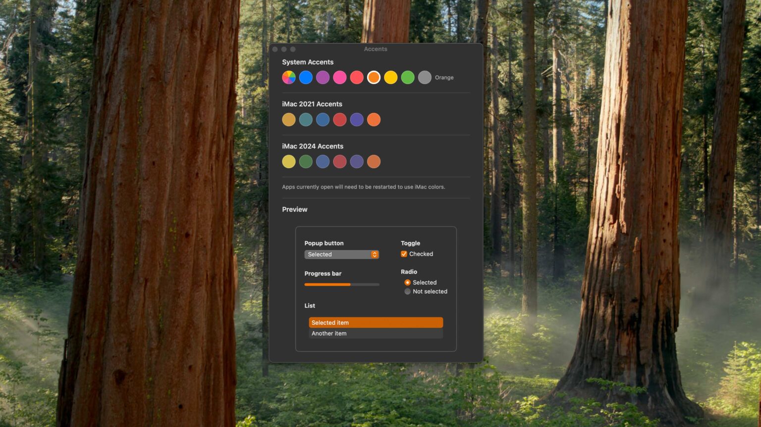 Accents lets anyone use colour schemes from the colourful iMacs