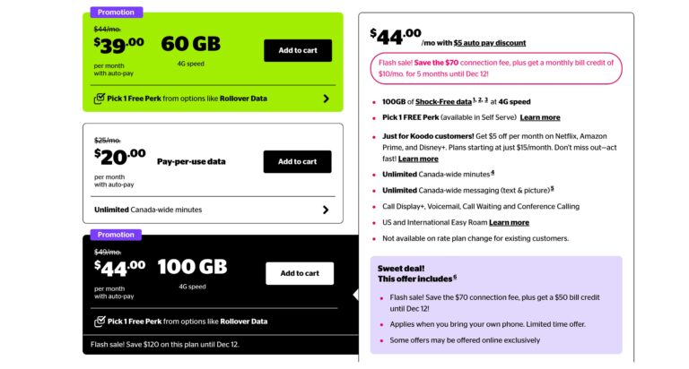 Fido and Koodo offering 100GB plans for as low as $34 per month