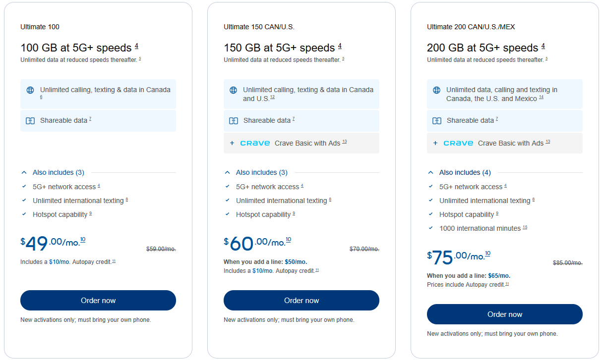 Bell Canada copies Telus' $49/100GB plan, discounts 200GB plan