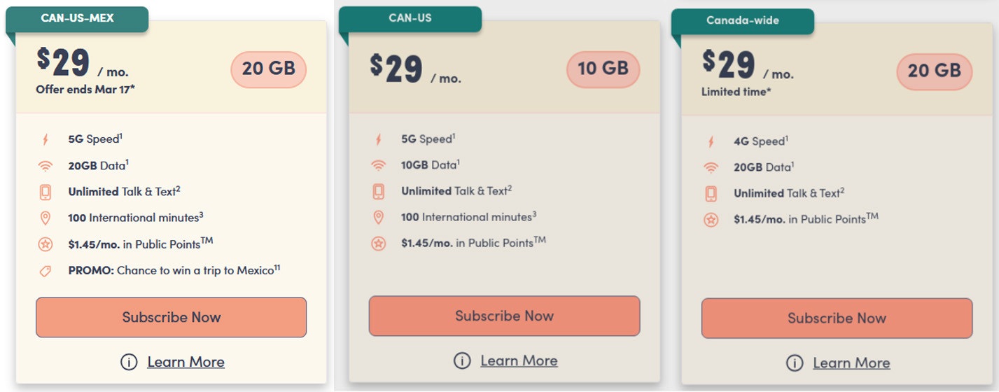 Public Mobile offers $29/20GB 5G Can/U.S./Mex plan for limited time