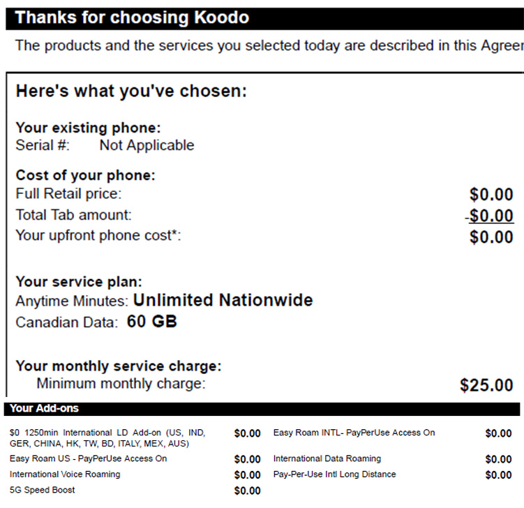 Former Koodo user got $25/60GB 5G win-back plan
