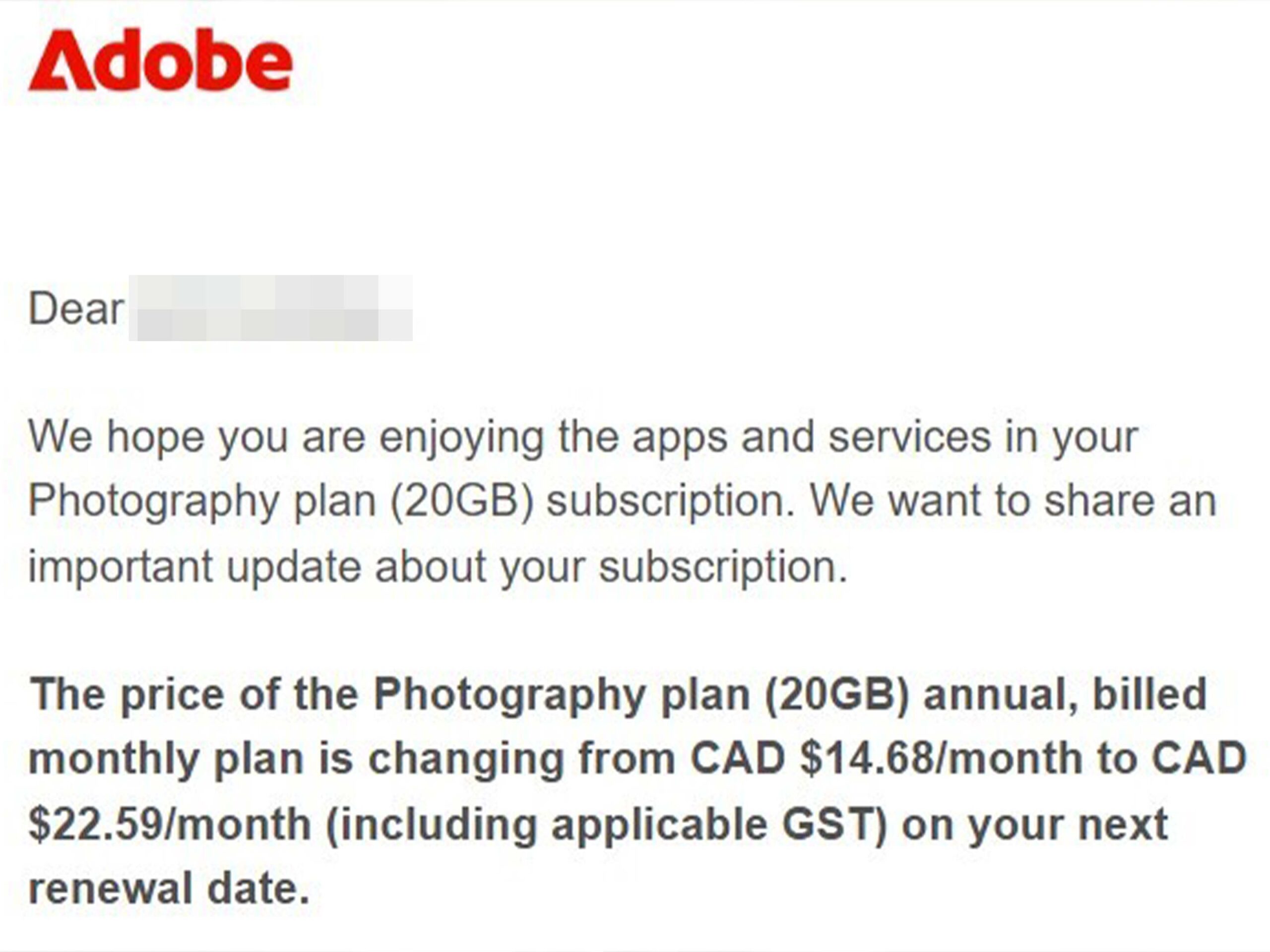 Adobe raising prices on subscriptions in Canada
