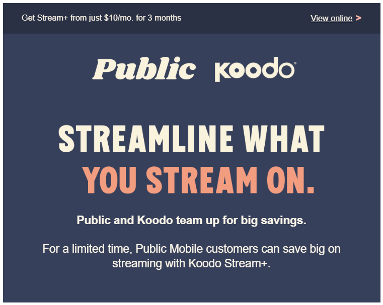 Koodo offering Public customers $10/mo Stream+ bundle deal