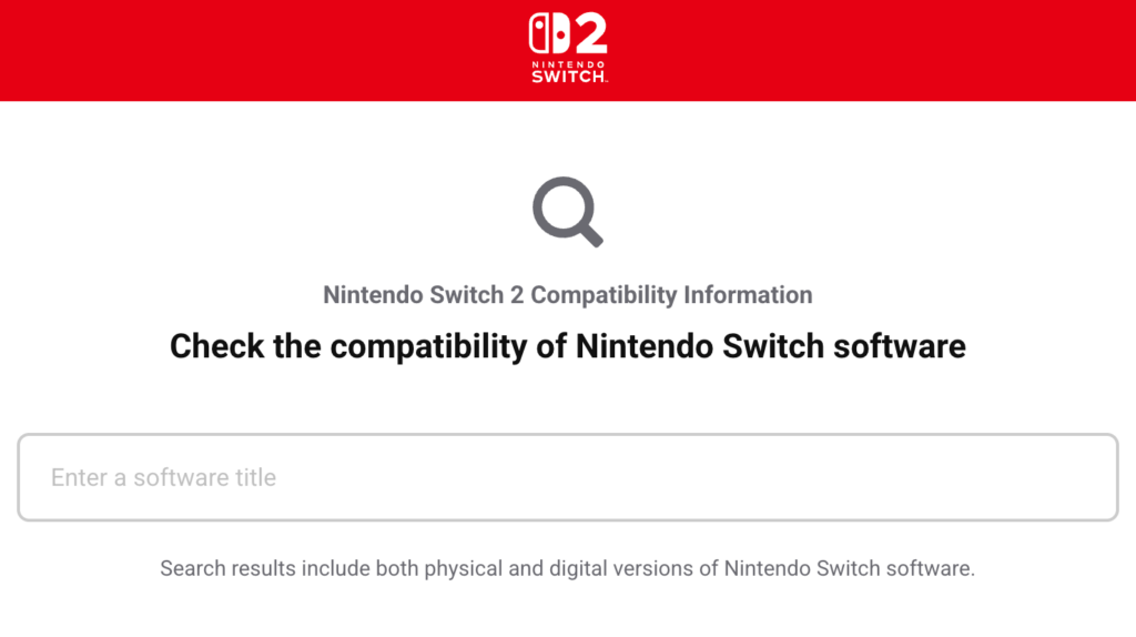 Nintendo's new site checks if Switch 1 game is compatible with Switch 2