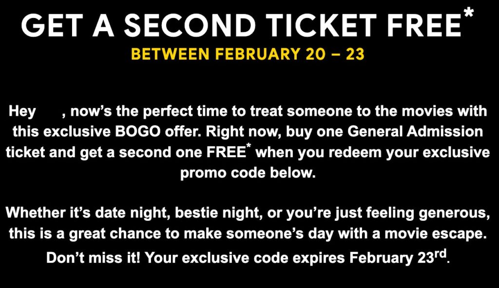 Cineplex sending some Scene members BOGO movie ticket offer